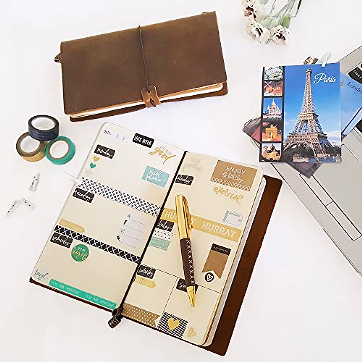 Traveller's Notebook Elastic Bands - Leather Journal Refill Connection Band Straps Replacements - 5 Pack of Jump Bands with Toggles for Leather Journals and Standard TN Travellers Notebooks