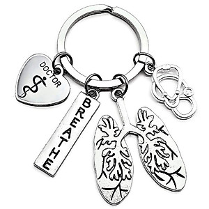 Lung Doctor Keychain, Doctor Keychain, Lung Keychain, Lung Specialist, Stethoscope, Anatomical Lung, Breathe, Pulmonary, Respiratory Therapist Gift, Lung Disease, Doctor Gift, Lung Doctor Key Ring