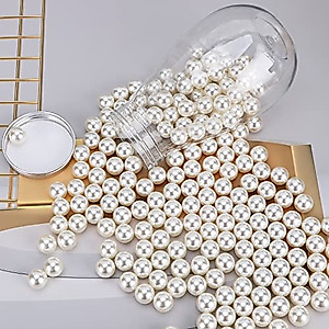 200pcs Art Faux Pearls Undrilled Faux Pearls No Hole Imitation Round Pearls Beads Loose Pearls Decorative Bulk Filler Beads for Jewelry Making, Crafts DIY, Table Scatter, Home Decoration (Ivory 14MM)