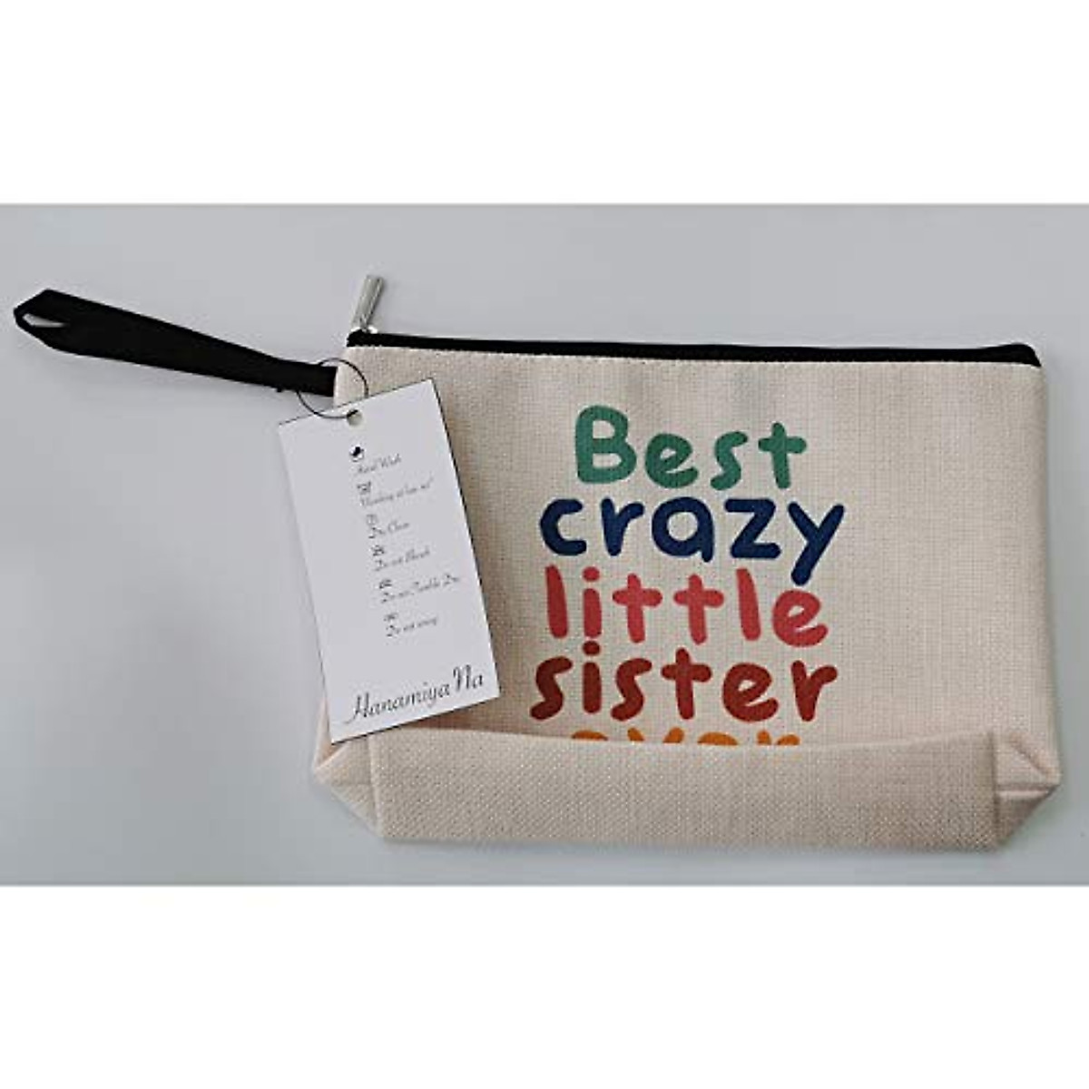 Hanamiya Na Gifts for Sister Birthday, Rakhi Gift for Sister, Sister Gifts from Sister Brother, Sister's Makeup Bag-Best Crazy Little Sister Ever-Funny Best Sister Gifts for Soul, Big, Little Sister