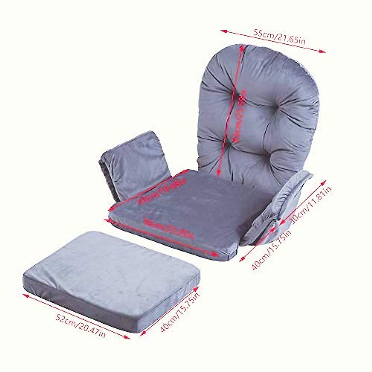 Zerone Soft Velvet Cotton Chair Cushions and Stool Pad Set,Glider Rocker Replacement Cushions,Glider Rocker Replacement Cushions with Storage Pockets