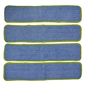 CleanAide Microfiber Wet Mop Pad Refill, 24 Inches, Green, Pack of 4