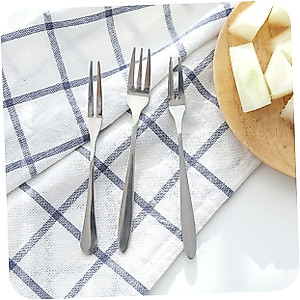 OKUMEYR Mini Forks Stainless Steel Forks Sandwich Picks 3-tine Fork Afternoon Tea Forks Salad Fork Fruit Fork Three-tine Fork Cocktail Tableware Silver Stainless Steel Fork