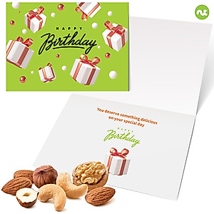 NUT CRAVINGS Gourmet Collection - Happy Birthday Nuts & Dried Fruits Tower Gift Basket with HB Ribbon (12 Assortments) Food Platter, Bday Care Package Tray, Healthy Kosher Snack