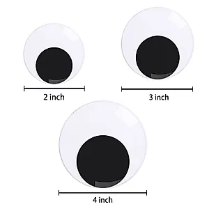 Hapeper 14 Pieces Giant Wiggle Eyes with Self Adhesive 2 3 4 Inches Big Black Plastic Eye for Home Furniture Door Car Halloween Party Decoration