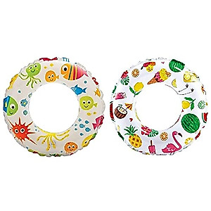 Intex - Recreation Lively Print Swim Ring, Summer Fun (Pack of 2 Assorted)