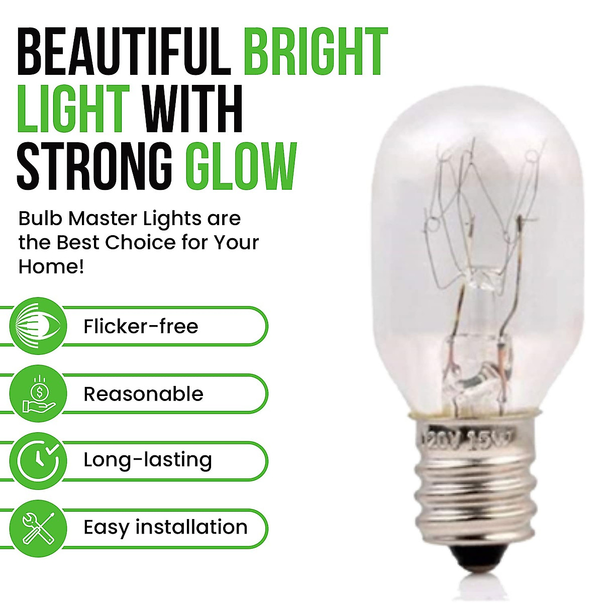 BULBMASTER 15 Watt Himalayan Salt Lamps Bulbs and Night lights Replacement Light bulbs lamps 2.15" - fits E12 Socket Candelabra Base night light night lamp bulbs