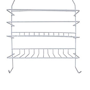 TG,LLC Treasure Gurus Hanging White Metal Shower Head Caddy Bathroom Storage Wall Mount Bath Organizer Rack