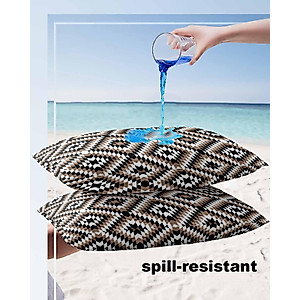 Brown Black Outdoor Pillow Cover 12x20 Inch Cushion Sham Case, Waterproof Decorative Lumbar Throw Pillowcase for Outside Garden Patio Porch Couch Chair Tent Moroccan Southwestern Aztec Abstract Boho