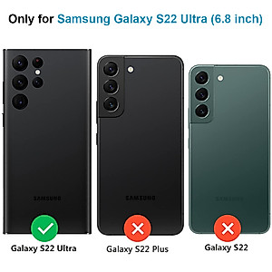 KEZiHOME Galaxy S22 Ultra Case, Genuine Leather [RFID Blocking] Wallet Case Card Slot Flip Magnetic Stand Phone Cover Compatible with Samsung Galaxy S22 Ultra (2022) (Black/Brown)