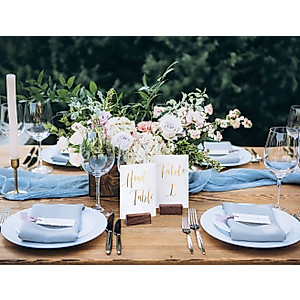 UNIQOOO 20 Pack Place Card Holders | Rustic Walnut Wood Escort Cards Display Stands | Table Number Sign Stand | Photo Stand | Perfect for Retail Shop Cafe Home Wedding Dinner Party Events Decoration