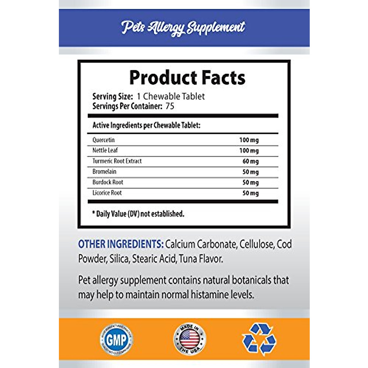 Skin and Coat Supplement for Dogs - PET Allergy Relief for Dogs and Cats, Natural Advanced Formula, Immune Booster - Allergy Skin Health for Dogs, by PET Supplements - 3 Bottles (225 Tablets)