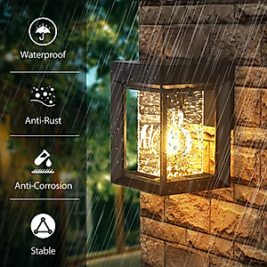 LityMax Carriage Traditional Outdoor Wall Light Fixture LED Bronze Black Clear Bubble Seedy Glass Exterior Wall Lanterns House Porch Patio Outside Deck Garage Front Door Garden Home, Bulb Included
