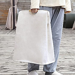 Laundry Basket, Cotton Linen Wooden Handles Laundry Hamper for Bedroom (S)