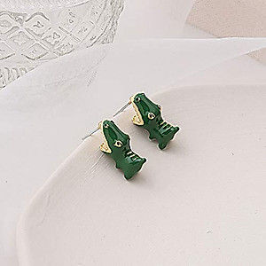 Funny Little Dinosaur Stud Earrings Dripping Oil Cartoon Green Dinosaur Animal Fun Earrings for Women (dinosaur)