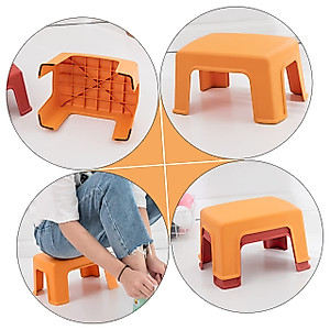 Veemoon 1pc Plastic Stool Kid Stool Plastic Foot Stool Step Stool for Adults Creative Footstool Household Stool Anti-Skid Stool Pp Thicken Orange Square Stool Baby Kids' Step Stools