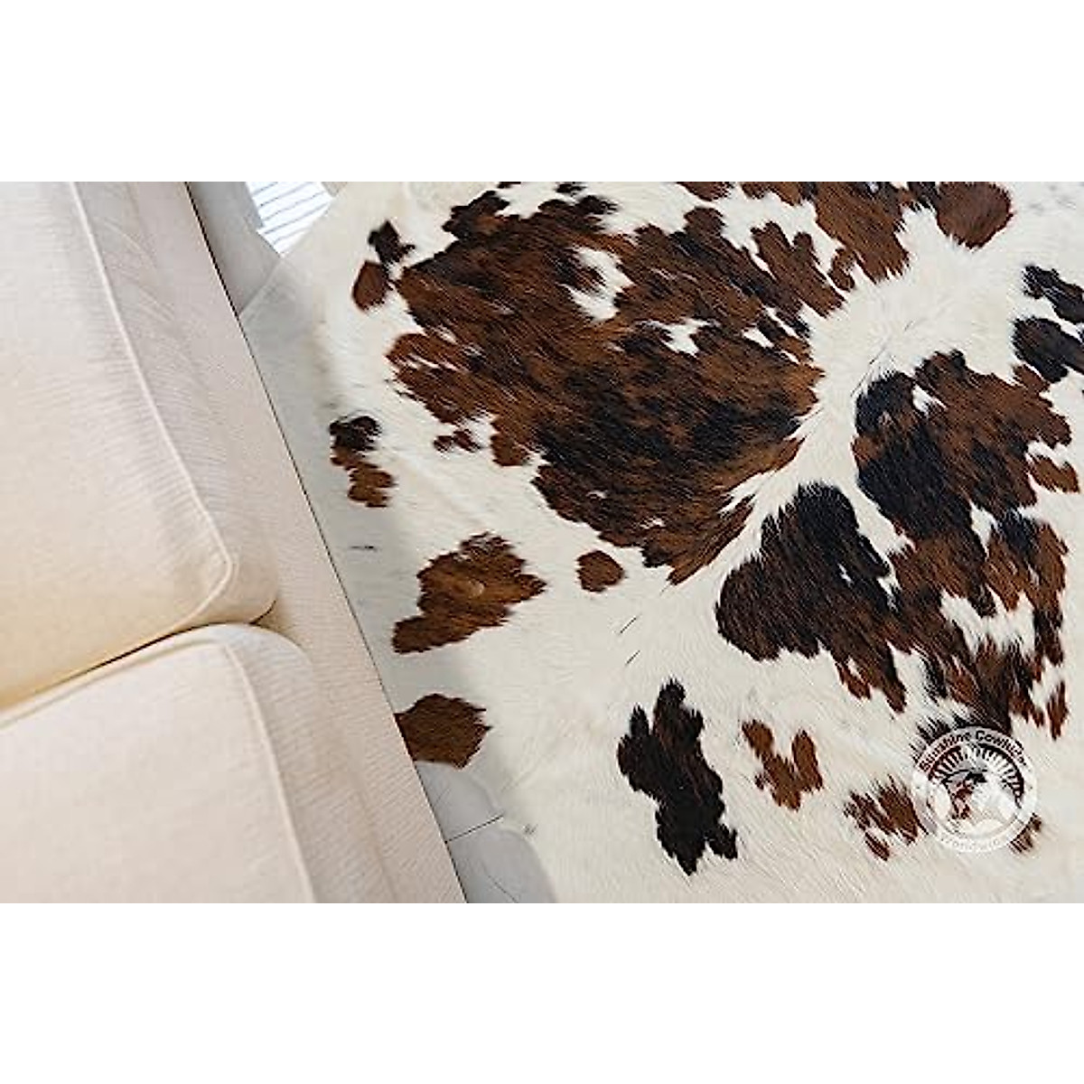 Genuine Tricolor Cowhide Rug 6 x 6-7 ft. 180 x 220 cm