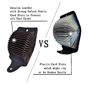 Laimi Duo Unisex Genuine Slim Thin Wallet Leather RFID Security Blocking Credit Card Holder Business Name Card Wallet Case for Women and Men (Brown)