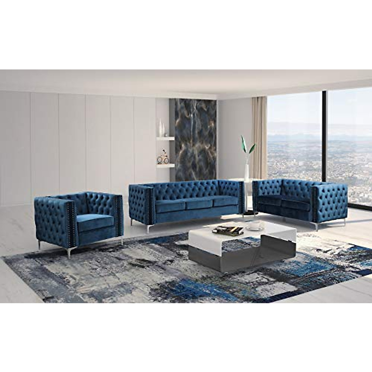 Best Master Furniture F004NSF Sofas, Blue