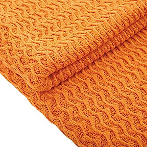 JUDYBRIDAL Knitted Throw Blanket Couch Cover Blanket Textured Solid Decorative Blanket with Tassel for Sofa Bed Travel,50 x 60, Orange