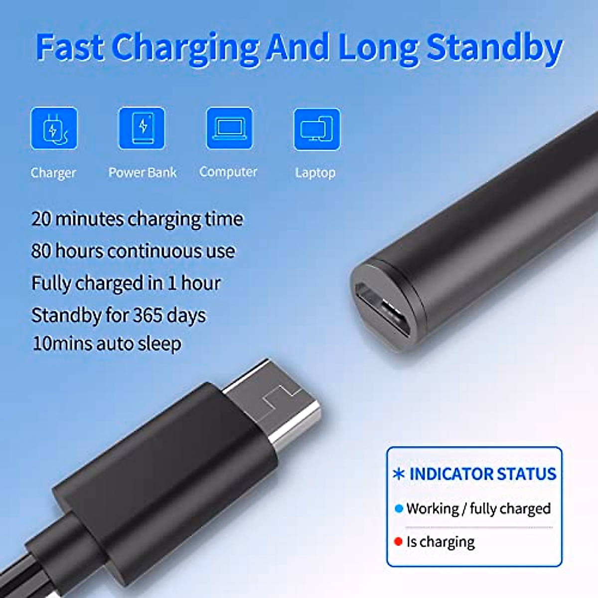 Stylus Pen for ASUS Transformer/Mini/ASUS Zenbook Flip/Pro/ASUS Vivobook Flip/Pro/Duo/ASUS Notebook, Rechargeable MPP 2.0 Tilt Active Pen with 4096 Pressure Sensitivity, Palm Rejection, Black