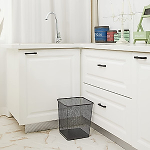 6 Pcs Black Mesh Trash Can 4 Gallon Wastebasket Square Trash Can Metal Wire Office Garbage Cans Lightweight Trash Bin for Bedroom Recycling Bin for Under Desk Bathroom Kitchen Home Dorm Living Room