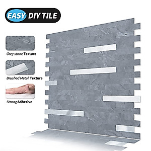 Art3d 10-Sheet Peel and Stick Grey Marble Backsplash Tile for Kitchen Bathroom