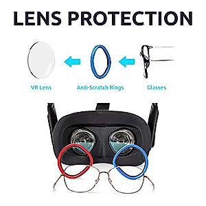 Olixar Lens Protectors for Oculus Quest 2 VR Headset - Prevent your Glasses from Scratching your Oculus Quest 2 Lenses - 3 Sizes Included, Use your Favourite Pair - Red & Blue