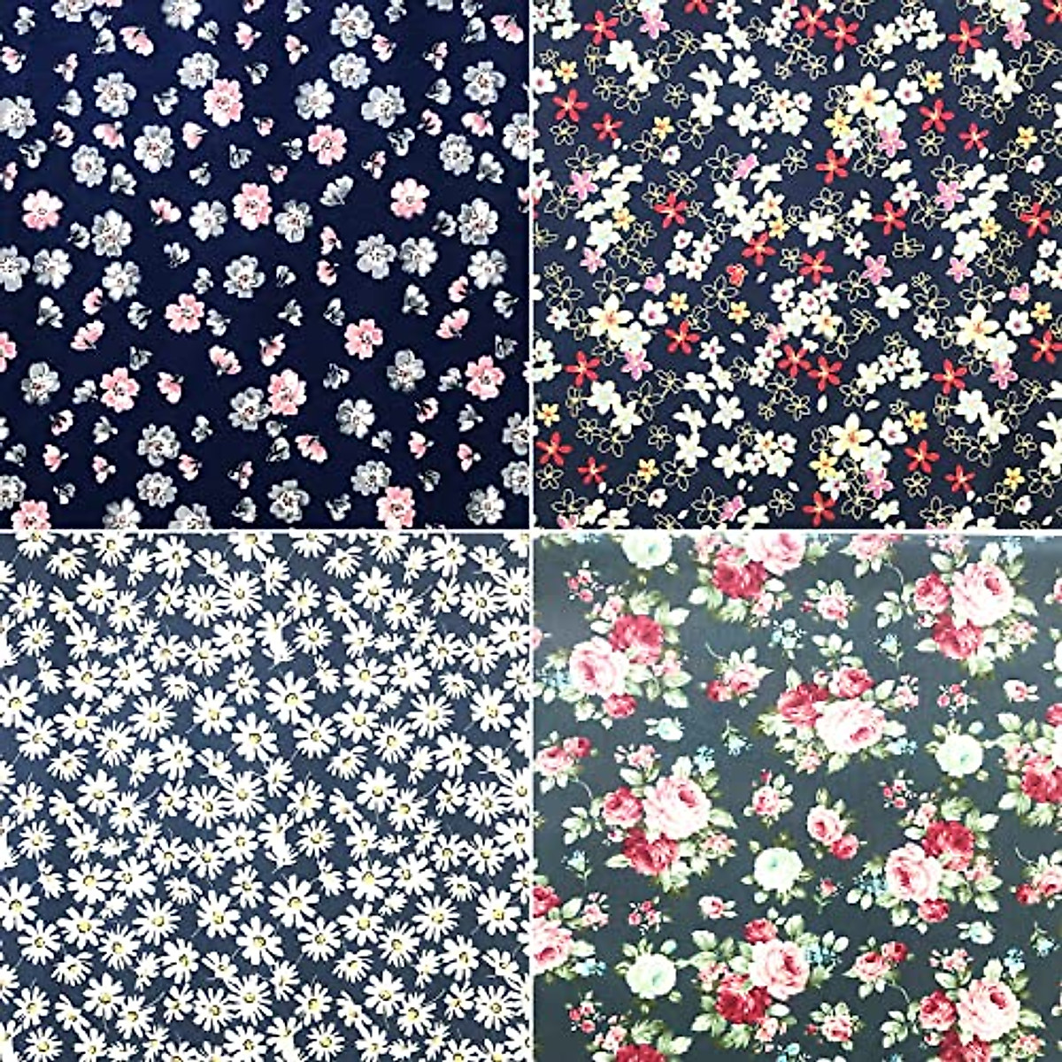 Mililanyo 8pcs 18x22inch Cotton Fabric Fat Quarters Daisy Design Fabric Bundles Floral Precut Patchwork for Quilting Sewing Crafting