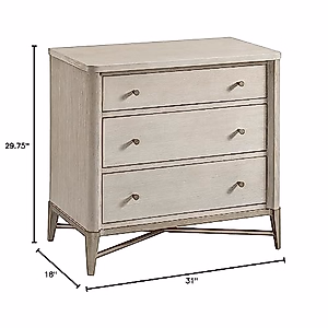 Roundhill Furniture Mantalia Solid Wood 3-Drawer Nightstand with Metal Frame, Champagne