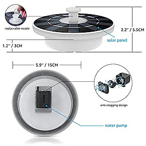 Postlucky Solar Fountain Bird Bath Fountain Pump LED Lights Multicolor with 6 Nozzles Floating Solar Powered Water Fountain IP66 Waterproof Solar Fountain Pump for Garden Swimming Pool Pond Outdoor