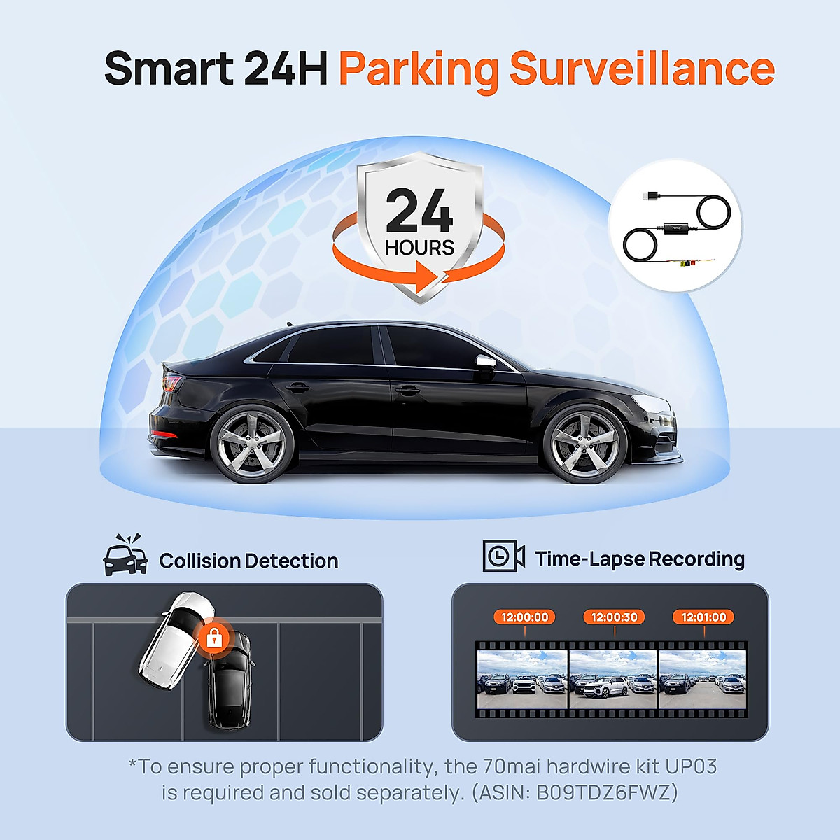 70mai Dash Cam M310, Dash Camera for Cars 1296P QHD, Smart Dash Cam Front Built in WiFi, 130° Wide-Angle FOV, WDR, Night Vision, iOS/Android Mobile App, Loop Recording, Parking Monitor, Time-Lapse