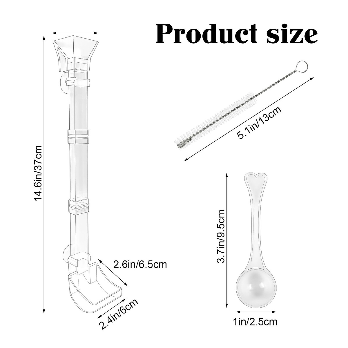 Rainmae Aquarium Fish Shrimp Feeding Dish Set, Transparent Aquarium Fish Feeder Tube Kit, Fish Tank Feeding Supplies with Cleaning Brush Aquarium Fish Tank Feeder and Preventing Food Scattering