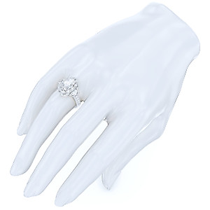 PRSTANI Sterling Silver Vintage Milgrain 3CT Simulated Oval Cut & Half Moon Stone Diamond Halo Engagement Ring (9)