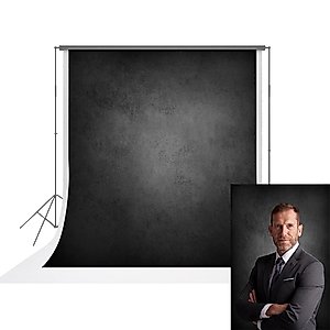 UrcTepics 5x7ft Pro Microfiber Abstract Black Background for Photography Headshot Backdrop Portraits Photography Backdrops Black Gray Photo Backdrops for Photography Black Photo Backdrop Cloth