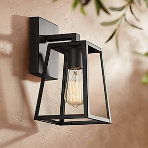 John Timberland Arrington Modern Industrial Outdoor Wall Light Fixture Mystic Black Steel 10 3/4" Clear Glass Panel for Exterior House Porch Patio Outside Deck Garage Front Door Garden Home