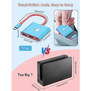 Dnkeaur Switch Dock for Nintendo Switch & OLED, Nintendo Switch Docking Station for TV,Nintendo Switch Base Accessories,Portable Switch Travel Dock,USB C to HDMI Adapter for Steam Deck/MacBook/Laptop