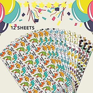 PlandRichW Birthday Wrapping Paper for Boys,Baby,Kids.Gift Wrapping Paper Includes Dinosaur Monster Truck Astronaut 4 Cute styles for Baby Shower Party Holiday.12 Sheets Folded Flat 20" X 29"