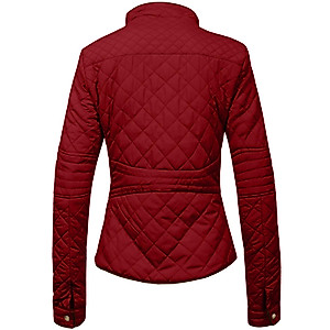 NE PEOPLE Womens Lightweight Quilted Zip Jacket, NEWJ22-BURGUNDY, Small