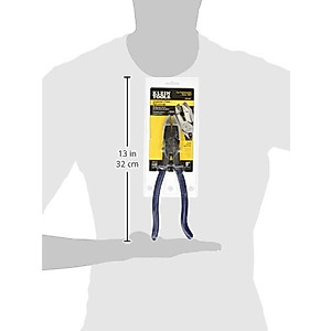 Klein Tools D213-9ST High-Leverage Ironworker's Pliers, Twist and Cut Soft Annealed Tie Wire, Hook Bend Handle, Spring Loaded, Heavy-Duty Jaws