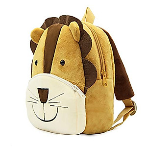 KISSOURBABY Children Toddler Preschool Backpack Plush Animal Cartoon Backpack Baby Kids School Satchel Travel Lunch Bags(Lion)
