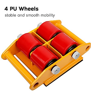 XCFDP Machine Skates, 6T Machinery Skate Dolly, 13200lbs Machinery Moving Skate, Machinery Mover Skate with Non-Slip Belt, Heavy Duty Machine Dolly Skate for Industrial Moving Equipment, Yellow, 1pc