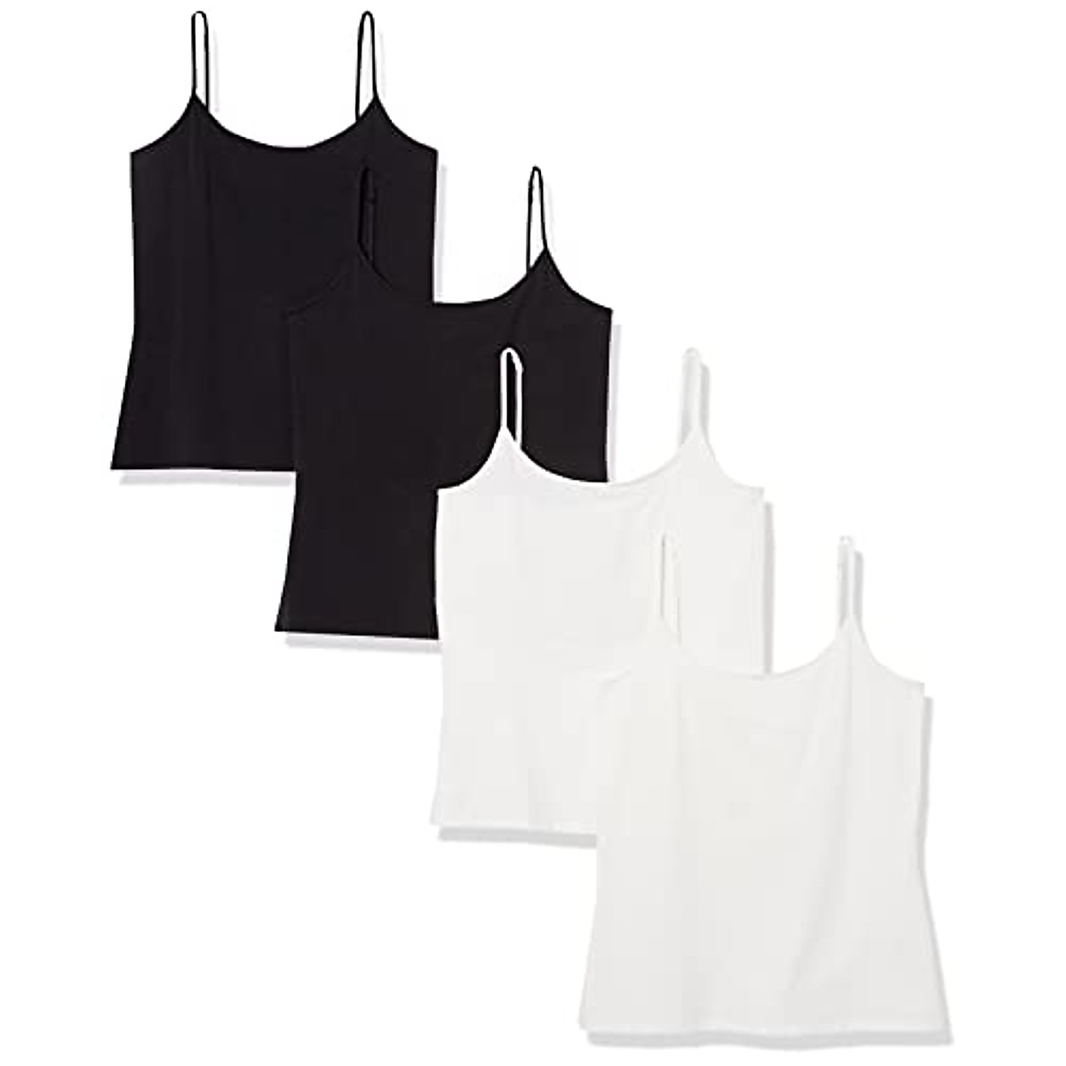 Amazon Essentials Women's Slim-Fit Camisole, Pack of 4, Black/White, Medium