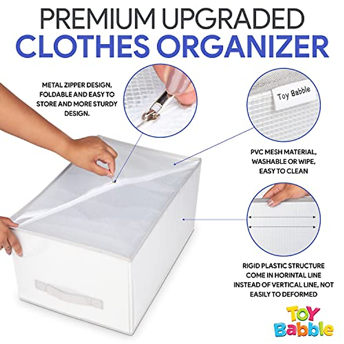 Clothes Organizer for Folded Clothes - Extra Large 9 Grids, Premium Upgraded Wardrobe Clothes Organizer with Handles, Pants organizer for closet. Foldable Jeans Organizer for Closet, tshirt organizer.