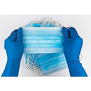 M MAJOR - Q Disposable Face Masks 3 Ply Protection Safety Mask for Dust Air Pollution Personal Protective Mouth Cover for Facial Prevention Earloop Masks Bulk Blue Indoor and Outdoor Use 50pc