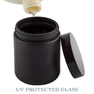 Cornucopia 8oz Black Coated Glass Jars (6-Pack); Cosmetic Jars with Black Plastic Lids and Black Matte Exterior, 8-Ounce / 9-ounce Capacity