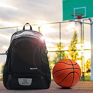 ZOEA Large Basketball Bag - Backpack for Basketball, Soccer & Volleyball Football Gym Includes Shoe & Ball & Laptop Compartment (Black)