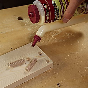 Milescraft 5223 Glue Mate 450-15oz. (450ml) Precision Wood Glue Bottle - Anti-Drip - Dowel and Biscuit Tips Included - Easy Flow Multi-Chamber Design - Ideal for Woodworking