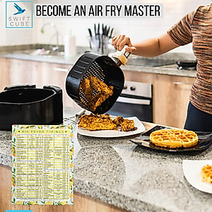 SwiftCube Air Fryer Magnetic Cheat Sheets, Multicooker Cheat Sheet Recipe Magnets, with Cooking Temperature, Time & Size Chart Conversion Measurement, Orange-Lemon Kitchen Decor, 8.5"x11" Citrus Dream