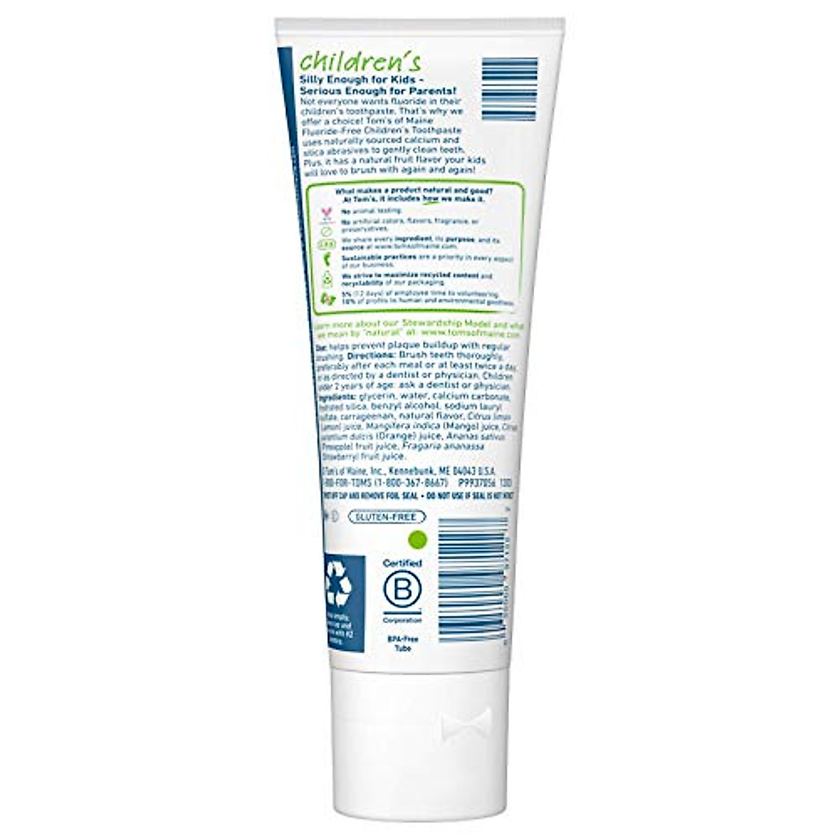 Tom's of Maine Natural Kid's Fluoride Free Toothpaste, Silly Strawberry, 5.1 oz. (back in original formula)